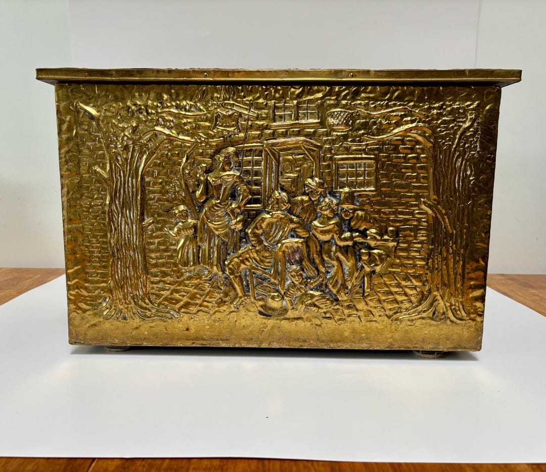 Vintage Ornate Quality Brass Coal Box 11" - Etsy