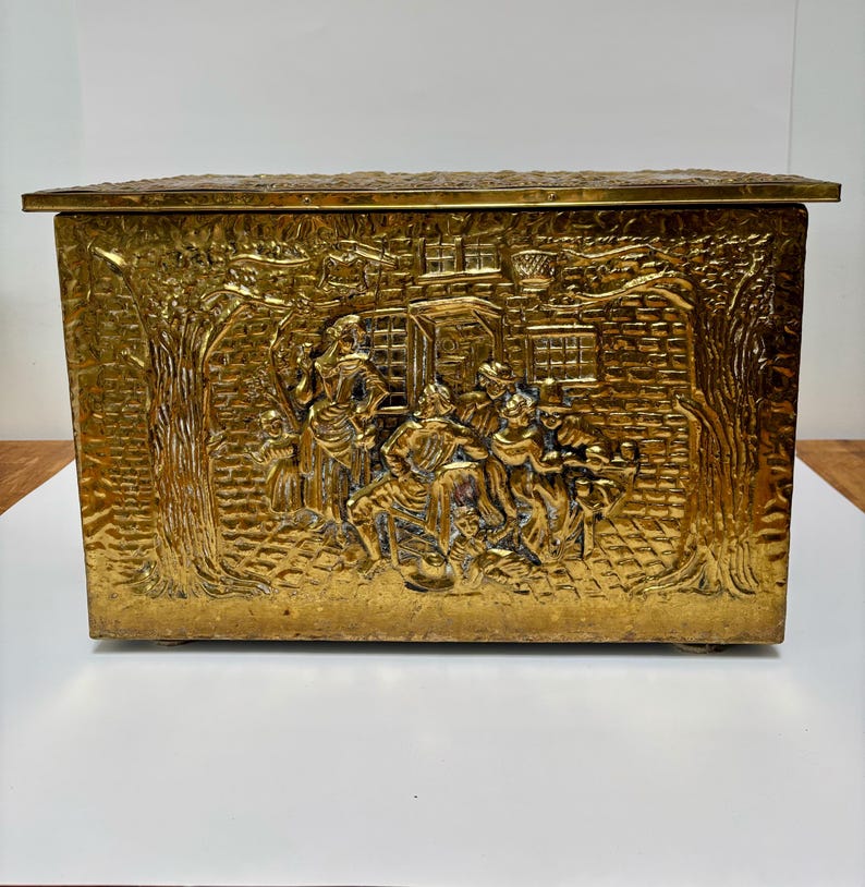 Vintage Ornate Quality Brass Coal Box 11" - Etsy