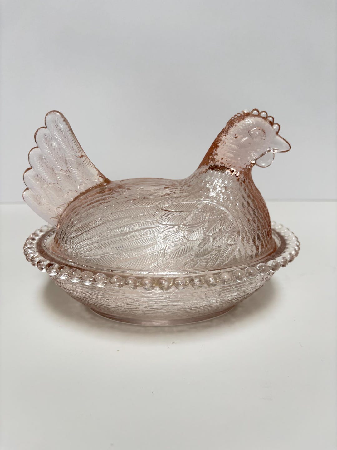 RARE Vintage Indiana Glass Co. 1950 Pastel Pink Hen on Nest - Etsy