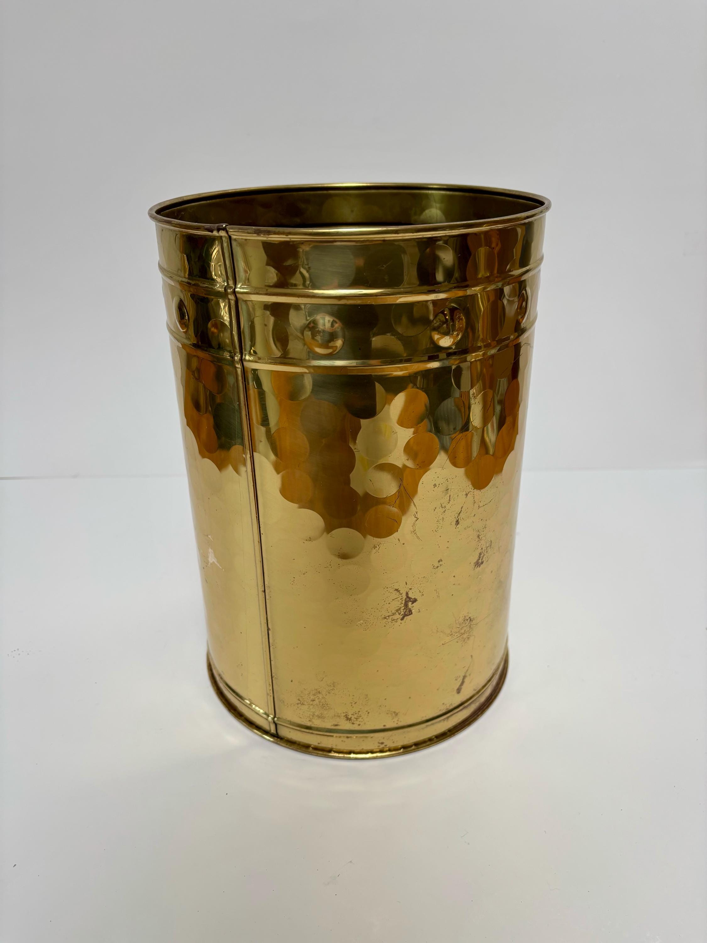 Vintage Lombard England Solid Brass Waste Basket Vintage Shiny Brass ...