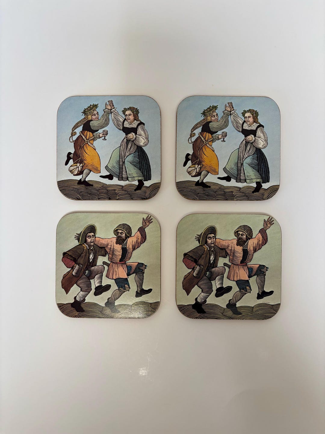 Vintage Medieval Dancing Coasters Set of 4 4 - Etsy