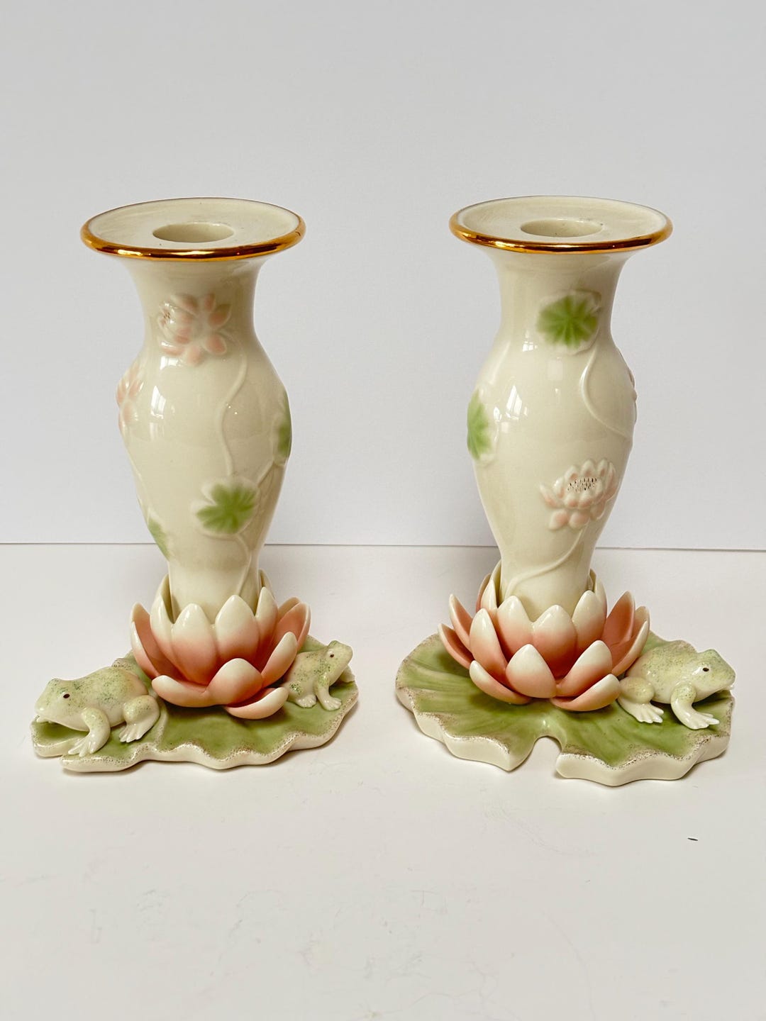 Vintage Lenox Floral Frog Candlesticks 6 1/4" - Etsy