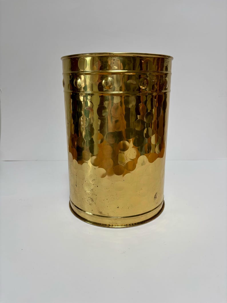 Vintage Lombard England Solid Brass Waste Basket Vintage Shiny Brass ...