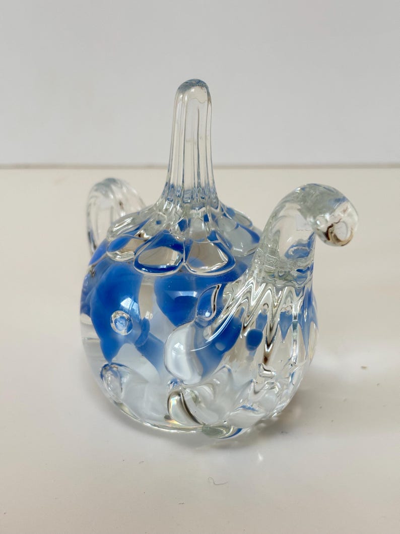 Vintage Joe Rice Hand-blown Glass Teapot Paperweight – Blue Flowers - Etsy
