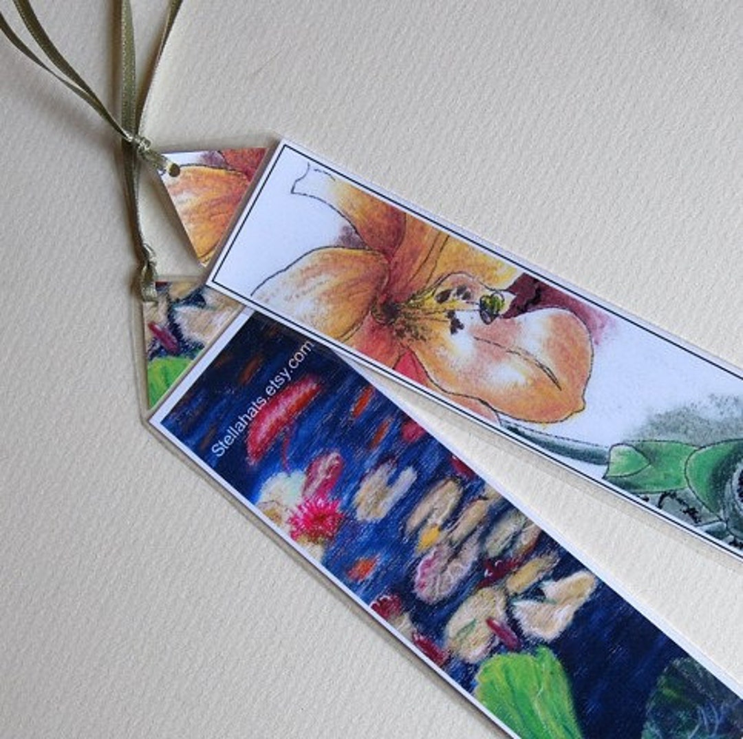 Floral Watercolor Bookmarks, Laminated Lily Design (set of 2) - Etsy