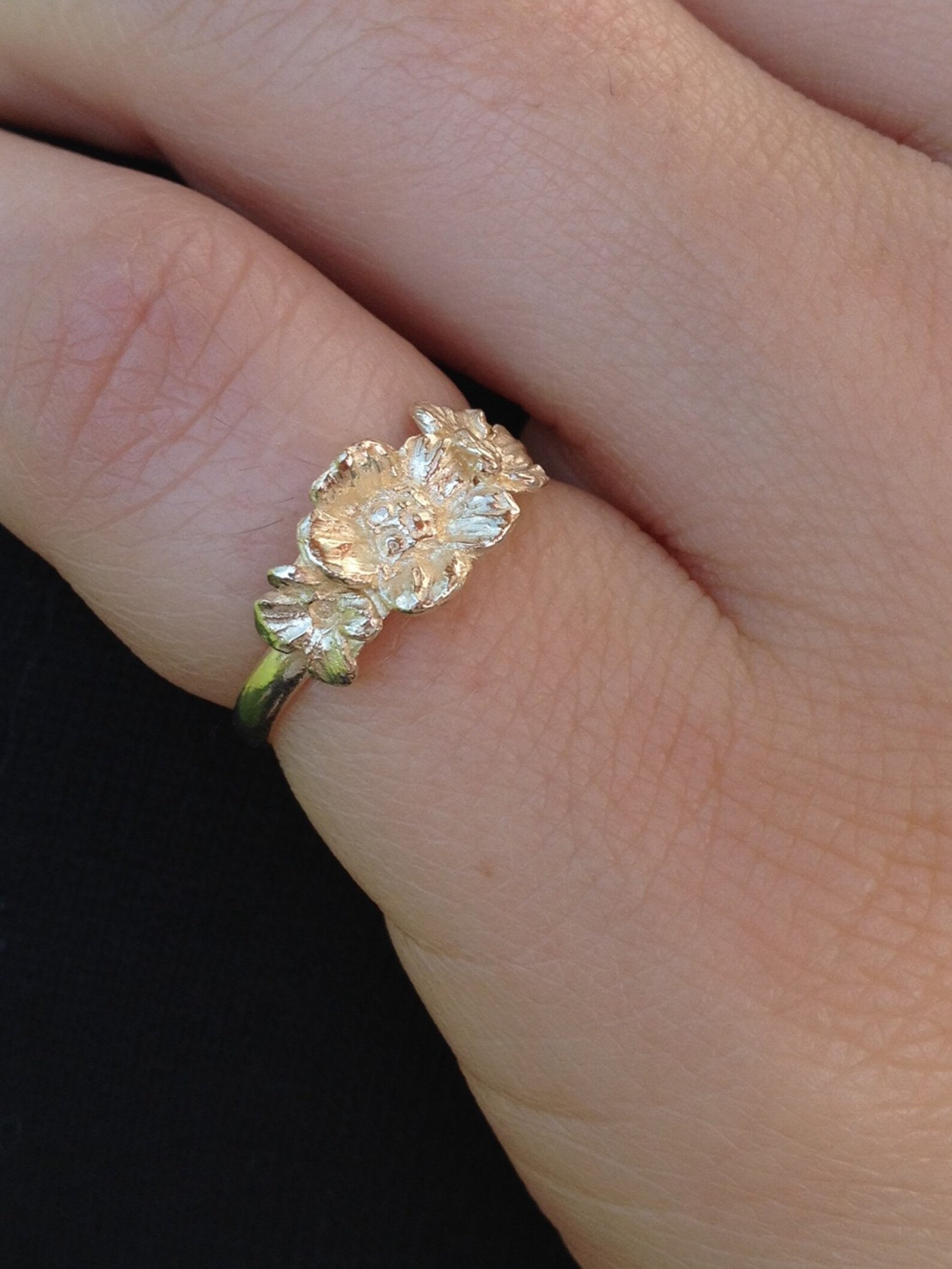 Gold Flower Pinky Ring / 14k Floral Ring / Forget Me Not Ring/ | Etsy
