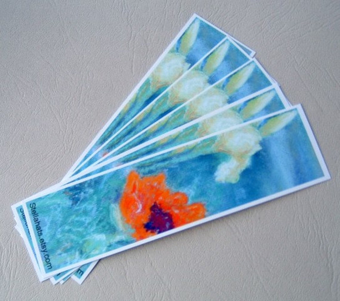 Floral Bookmarks / Orange Poppy Bookmarks / Book Worm Gift / - Etsy