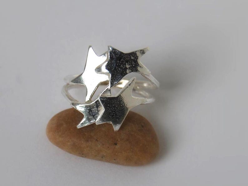 Sterling Star Ring, Four Stars in a Row, Silver Star Cluster Unique ...