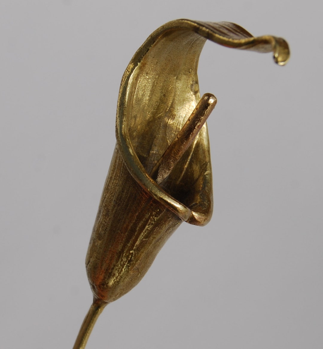 Floral Stick Pin Jack in the Pulpit Gold Color Hat Pin Sterling ...