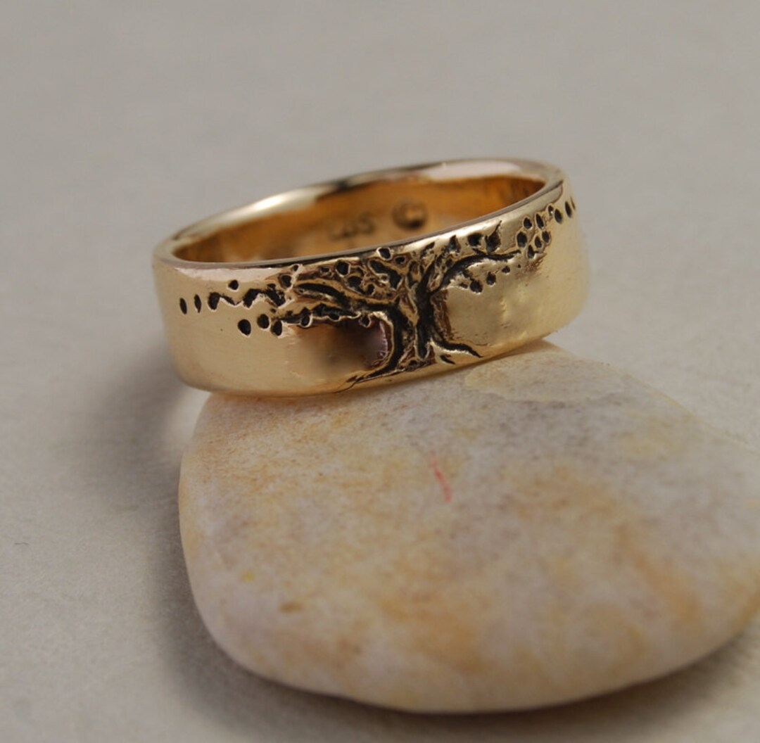 Tree of Life Wedding Band /solid 14K Gold Tree Ring /6mm Band / Wide ...
