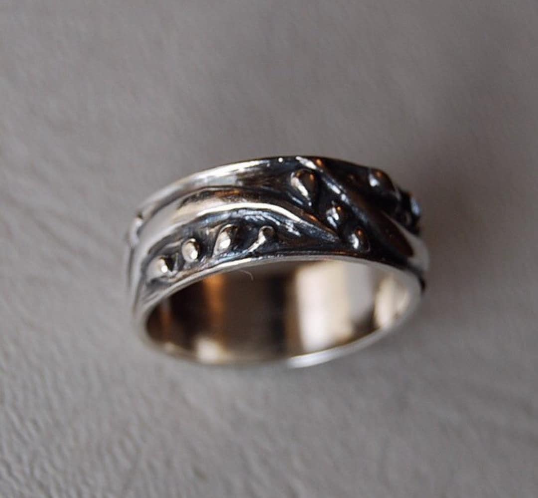 Sterling Band Dew Drop Design Men's Single Band, 6.5mm Wide Band ...