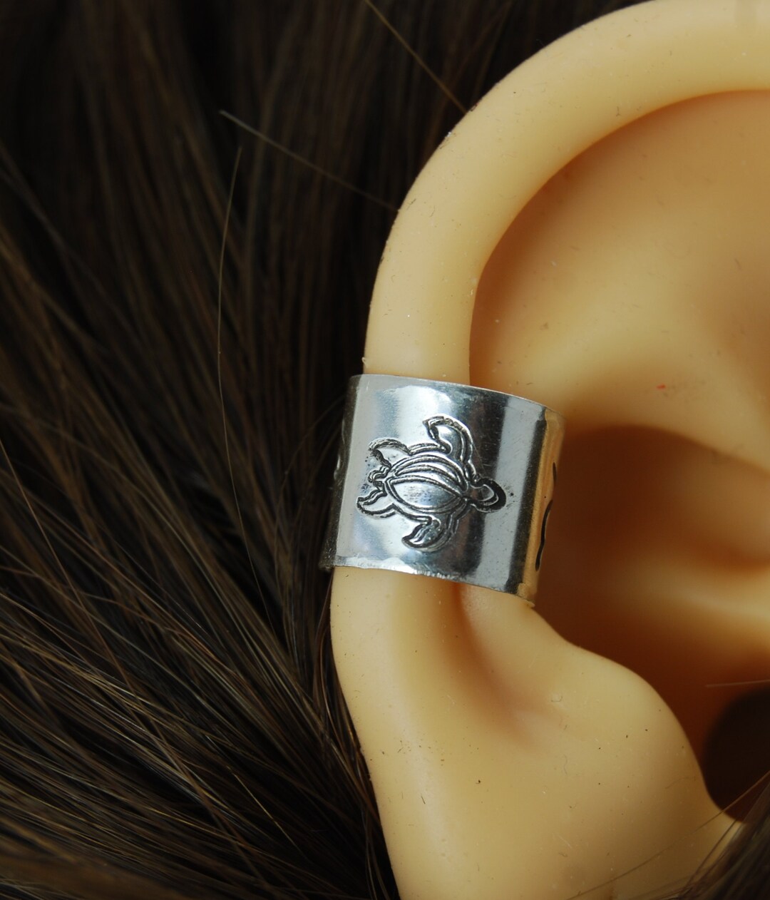 Sea Turtle Ear Cuff Ocean Wave Turtle Jewelry Earring Sterling Wide ...