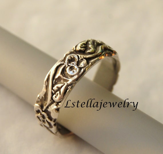 Banda de boda floral / Banda de flores de plata / Banda - Etsy España