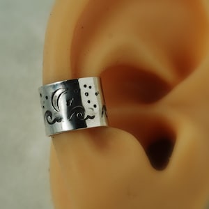 Wave Ear Cuff / Moon Stars Cuff / Wide Ear Cuff / Silver Ear Cuff ...