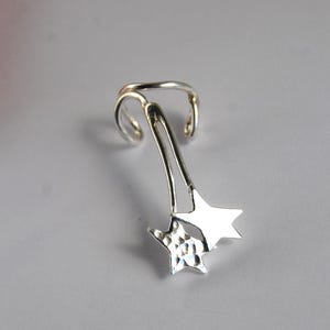 Star Ear-cuff / Non-pierced Double Stars Ear Cuff / Silver Ear Cuff ...