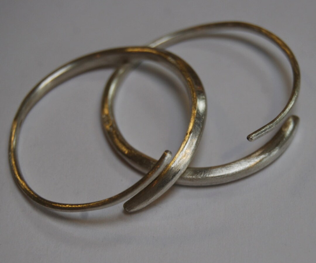 Sterling Silver Tapered Hoop Earrings, Thick Gauge, Continuous Style - Etsy