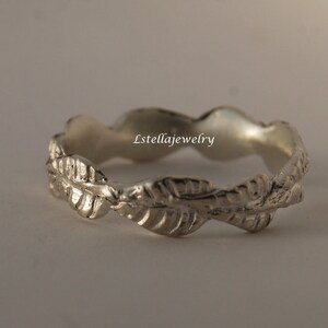 Leaf Pattern Band / 5mm 14K Gold Band / Women's Leaf Band / Man's Gold ...