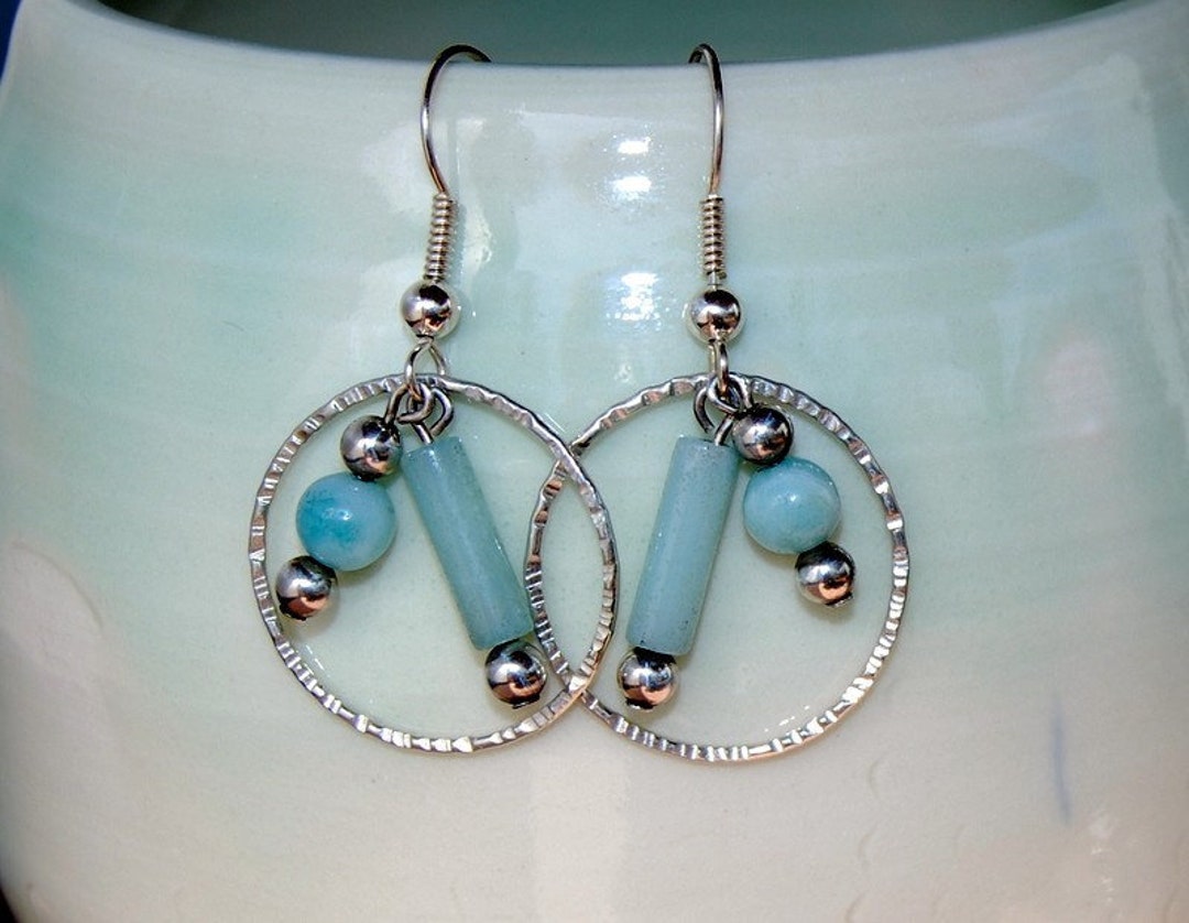 Orecchini Blu Calcedonio / Cerchio Sterling Blu Calcedonio / Uovo di ...