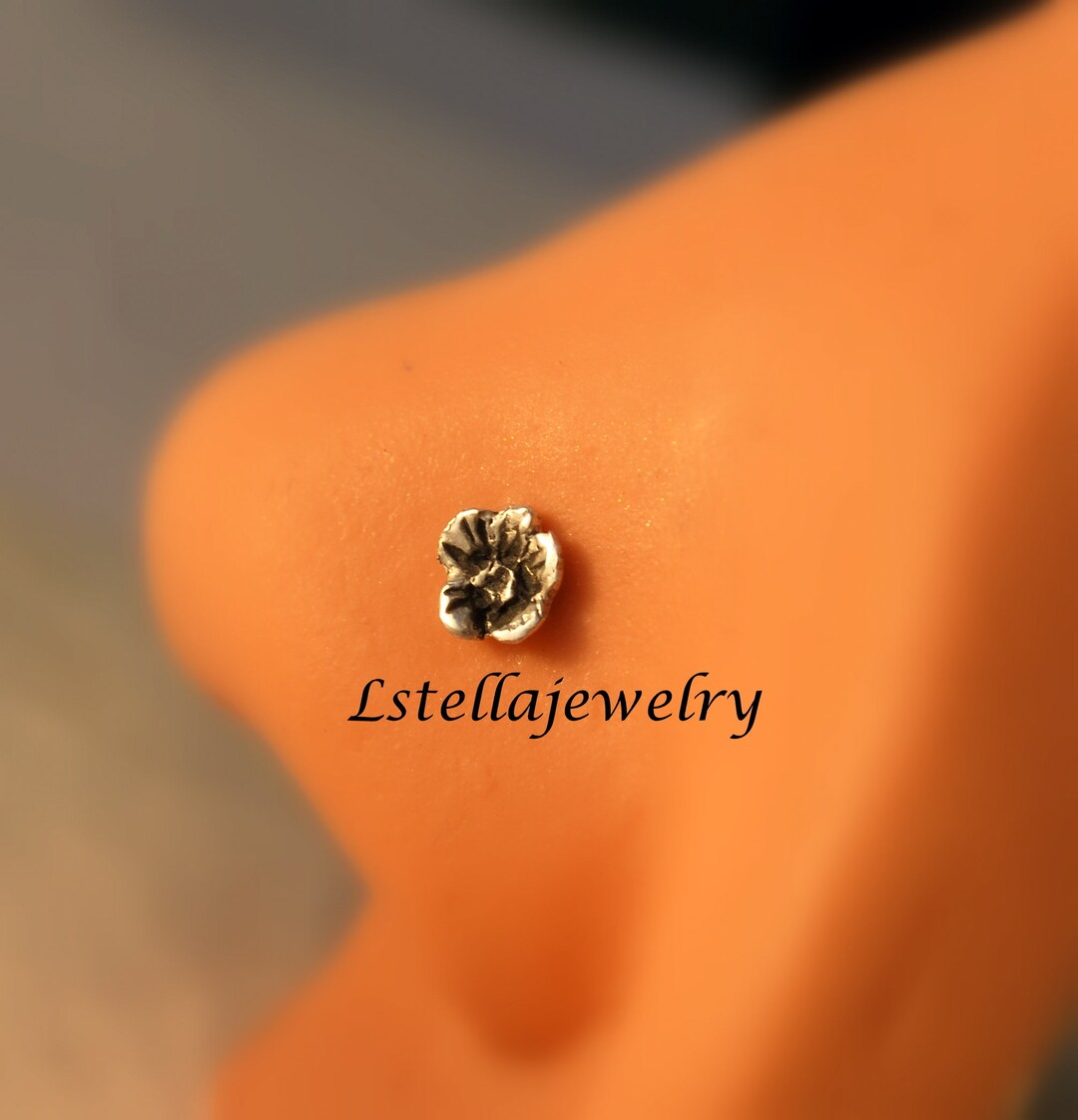 Flower Nose Stud / Nose Piercing Stud / Sterling Silver Screw / Babies ...