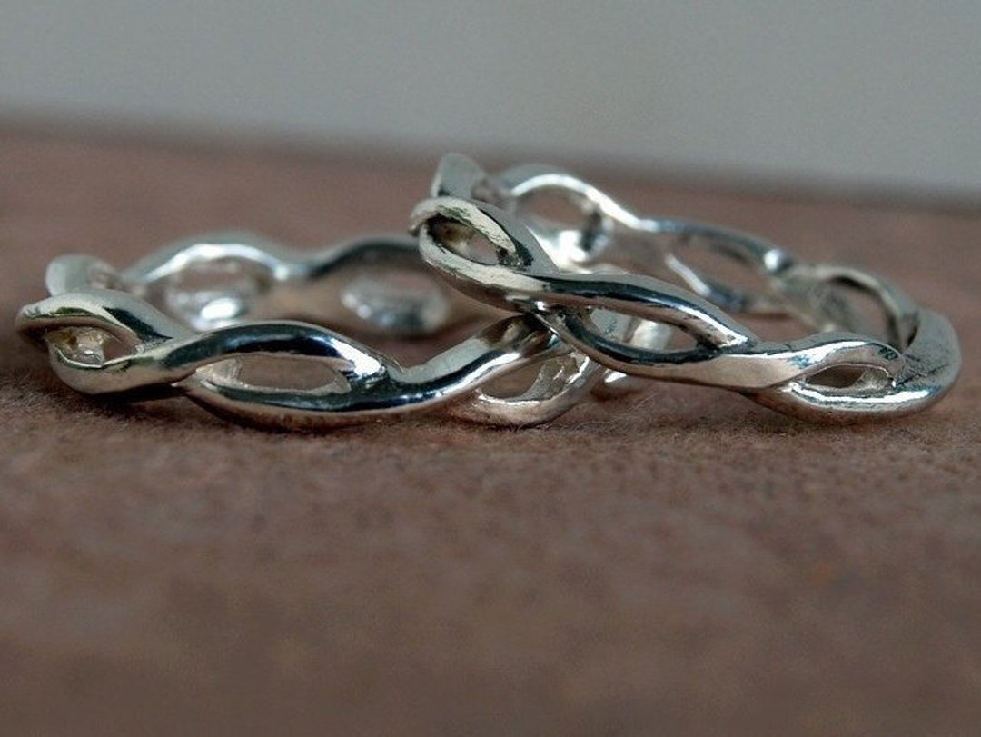 Infinity Rings / Set Two Lives Intertwined / Man's Silver - Etsy