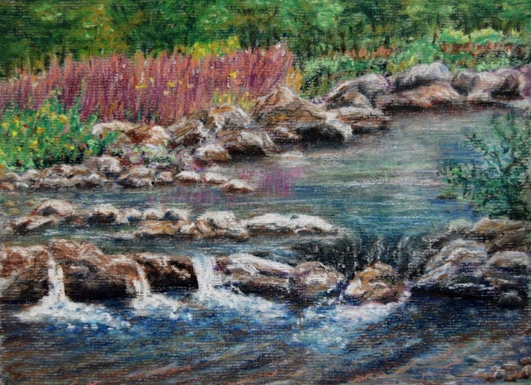Batavia Kill Original Pastel Painting Stream Rocks Catskill Mountains ...