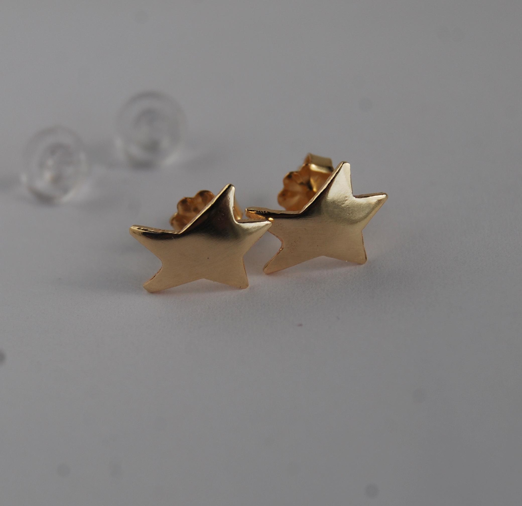 Star Earring Studs 14K Gold, 10K Yellow, Star Earrings, Small Five ...