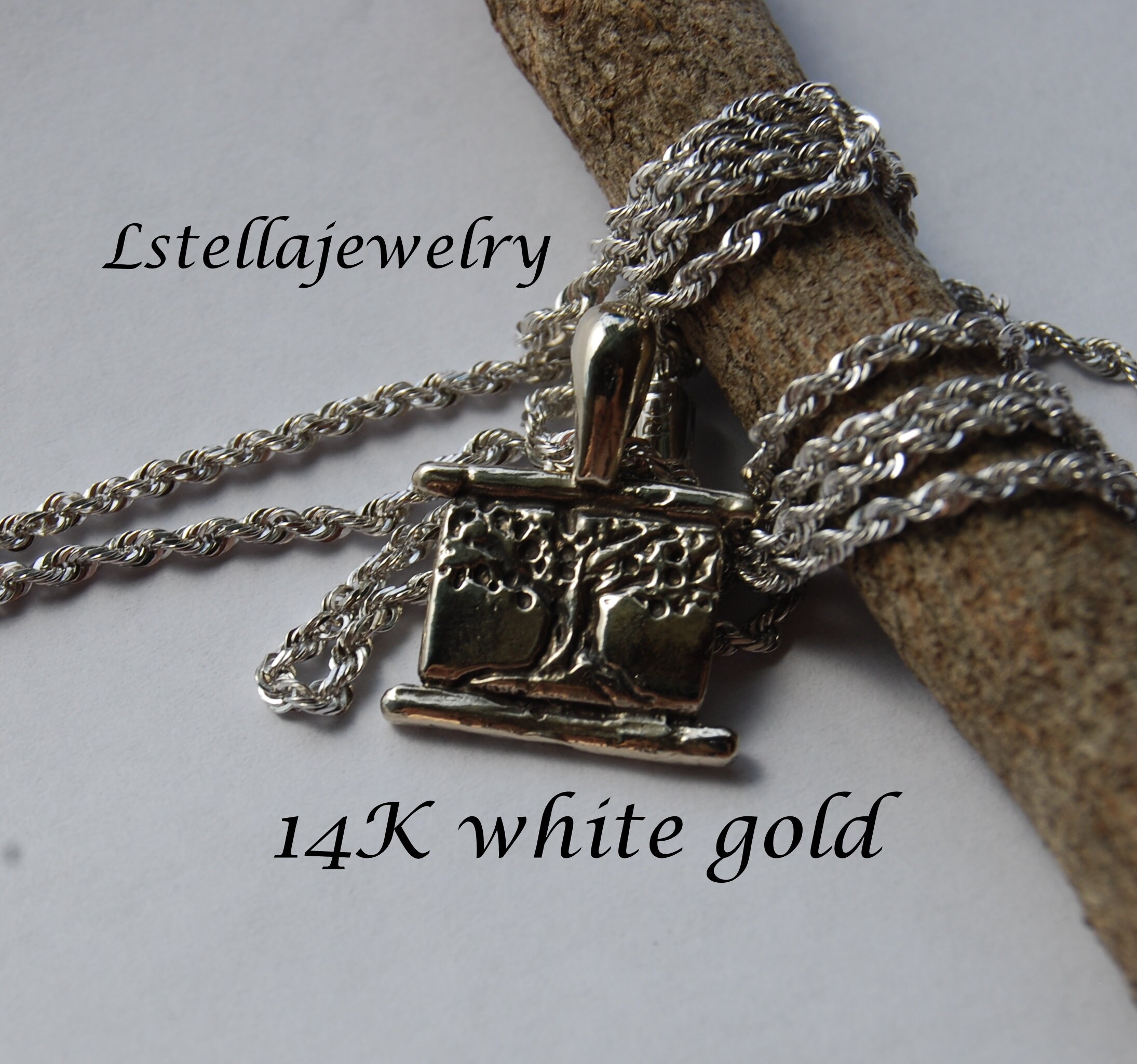 Gold Tree of Life pendant 14k tree necklace Pendant and Chain Tree Pendant Gold Tree Necklace Gold Rope Chain 14K pendant Chain Etsy
