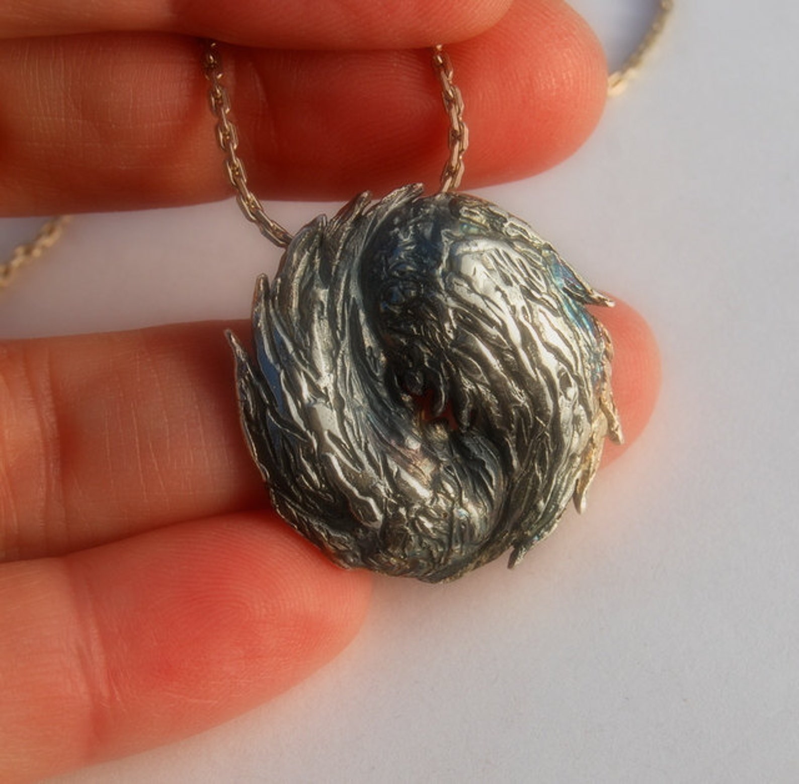 Wing Pendant Necklace / Yin Yang Raven Wing / Raven Ying Yang | Etsy