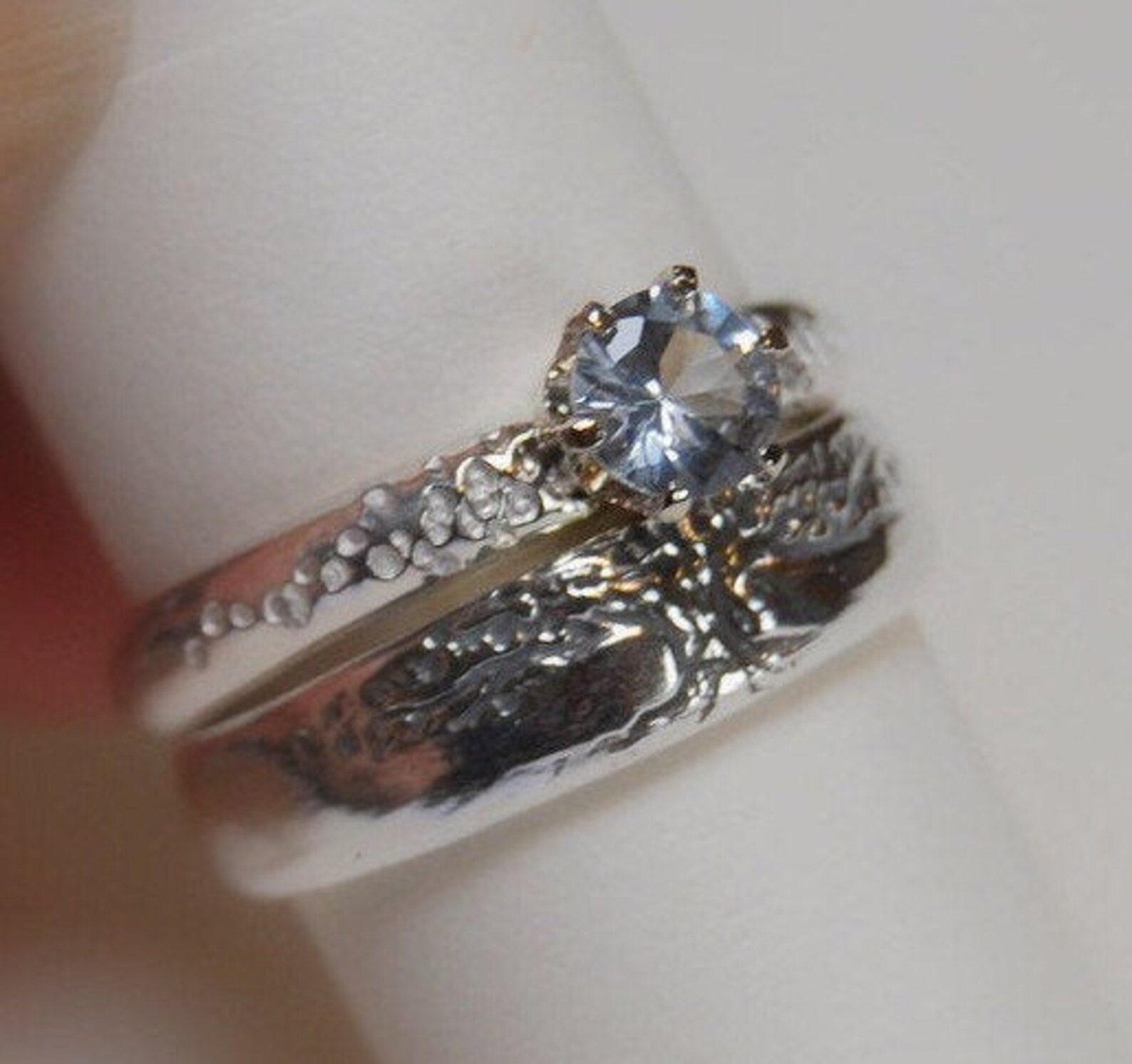 Wedding Band Set / Gold Engagement Ring / 14K Wedding Band Set - Etsy