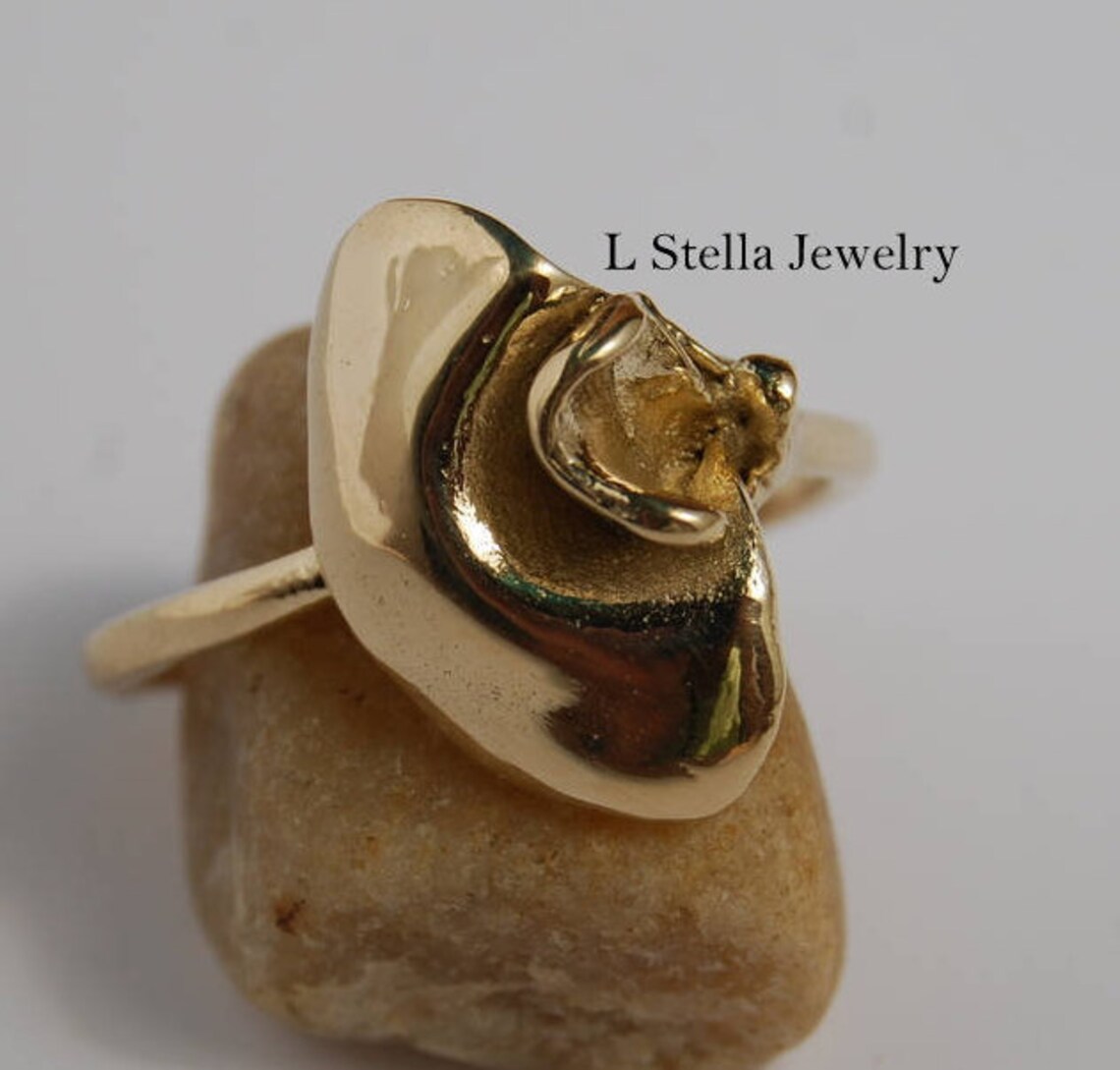 14K Floral Ring / Pea Flower Gold Ring / Sweet Pea Flower / - Etsy