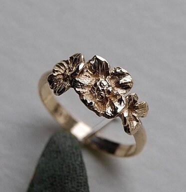 Gold Flower Pinky Ring / 14k Floral Ring / Forget Me Not Ring/ | Etsy