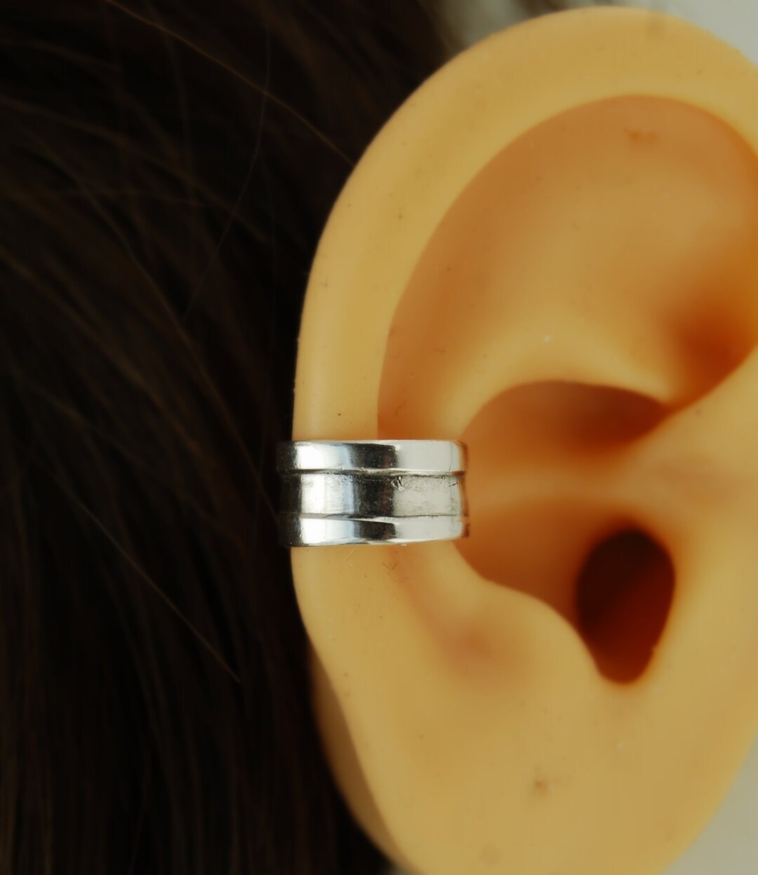 Sterling Silver Ribbed Ear Cuff Pierced, Non Pierced, Conch or Helix 16 ...
