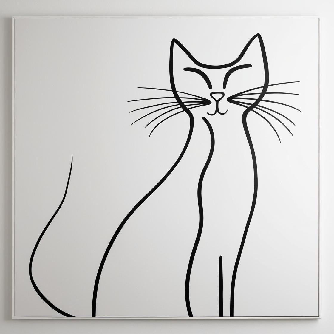 Cute Tabby Cat Design With a Single Line Drawing on White Background ...