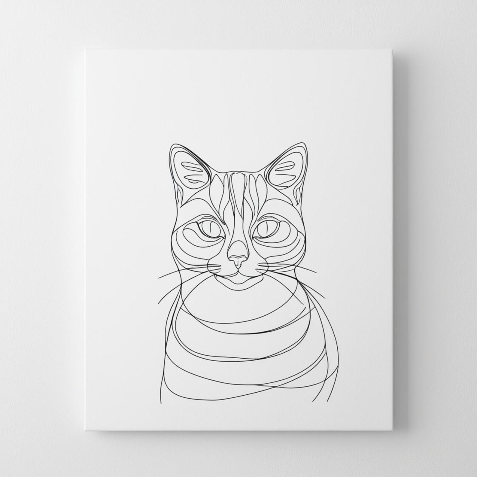 Cute Tabby Cat Design With a Single Line Drawing on White Background ...
