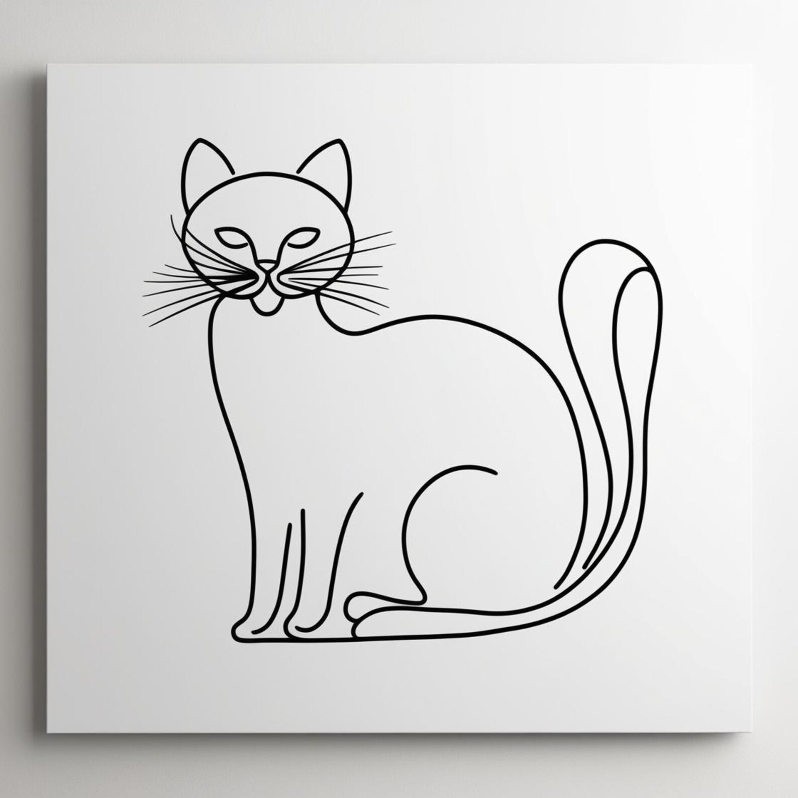Cute Tabby Cat Design With a Single Line Drawing on White Background ...
