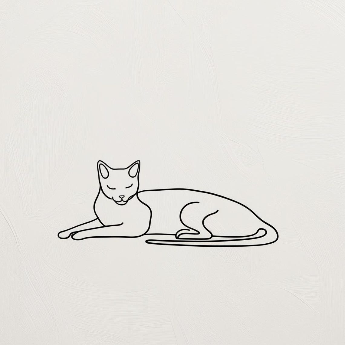 Cute Tabby Cat Design With a Single Line Drawing on White Background ...