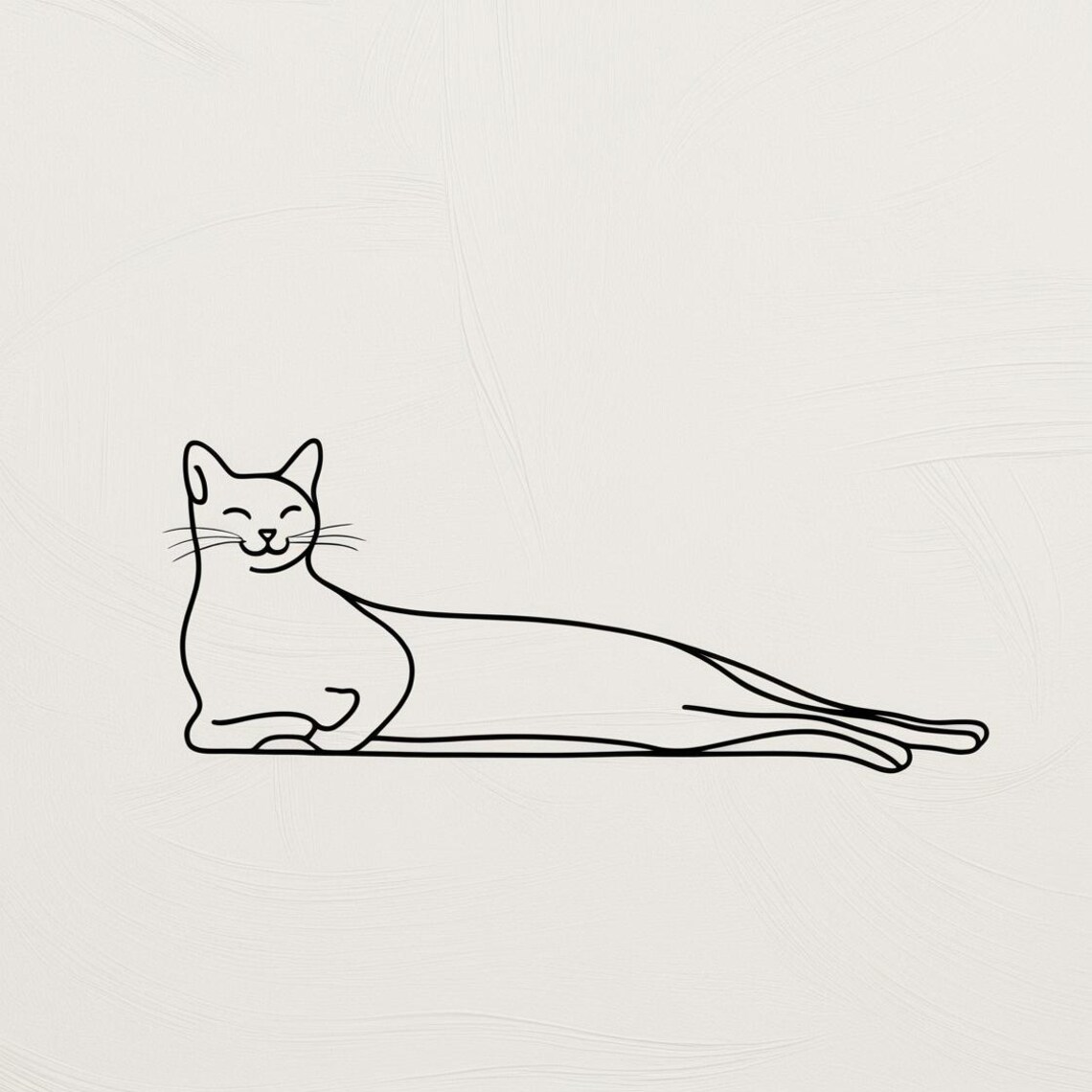 Cute Tabby Cat Design With a Single Line Drawing on White Background ...