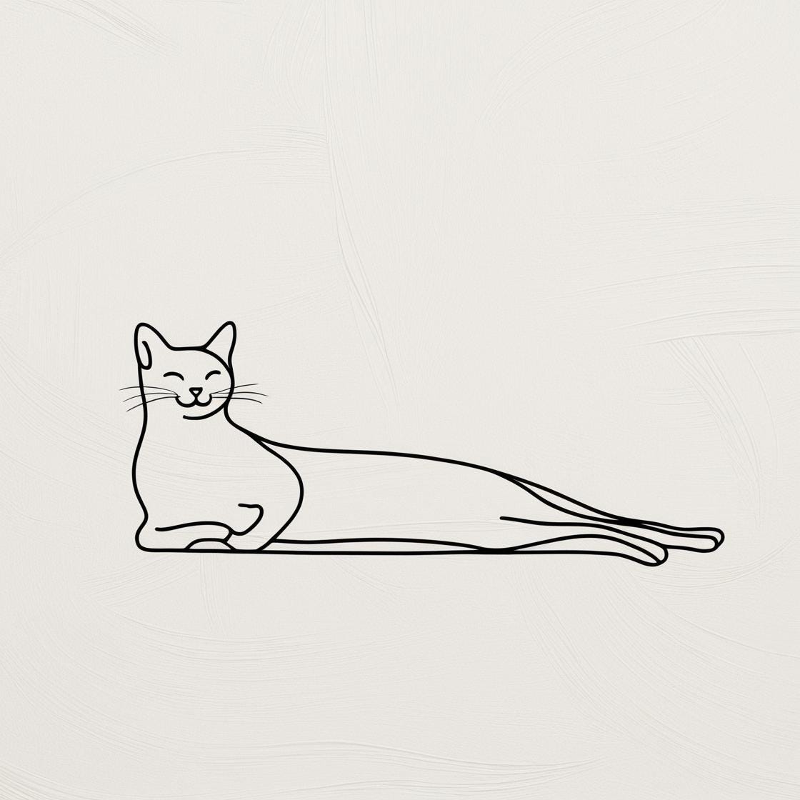 Cute Tabby Cat Design With a Single Line Drawing on White Background ...