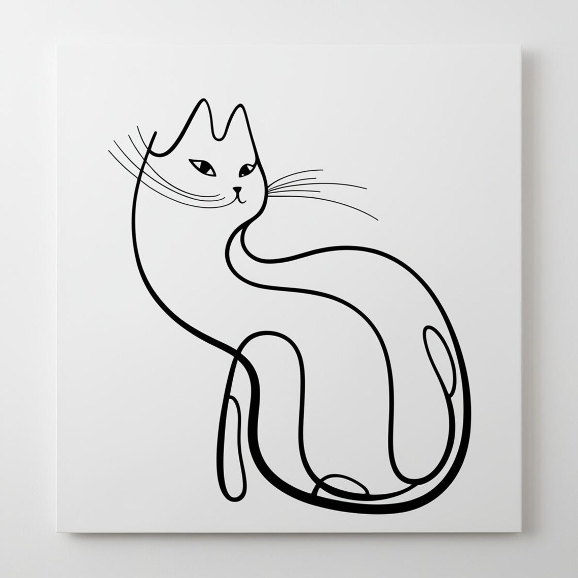 Cute Tabby Cat Design With a Single Line Drawing on White Background ...