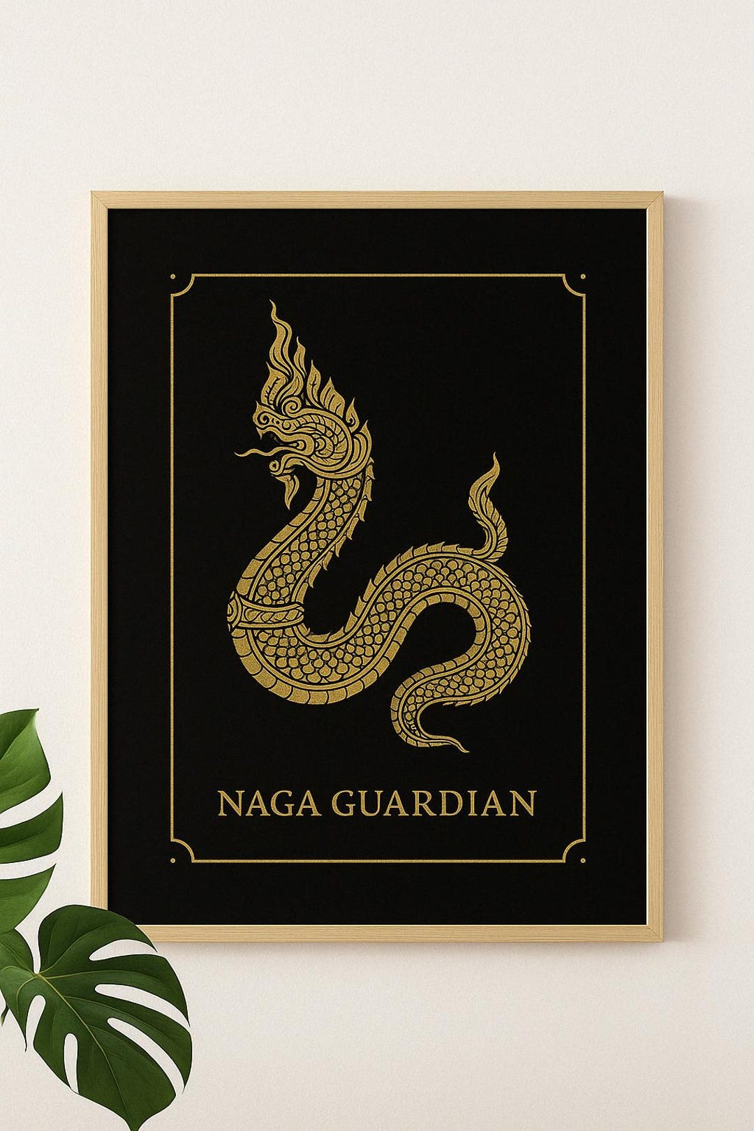 Naga Guardian - Thai Mythical Serpent - Minimal Spiritual Wall Art ...