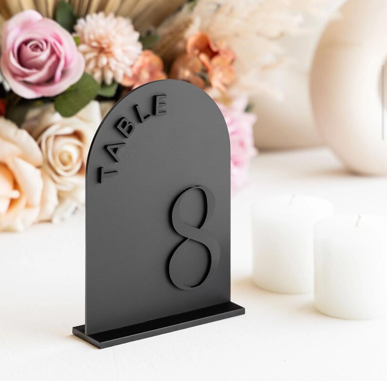 Matte Black & White Acrylic Table Numbers Modern Wedding Decor Custom ...