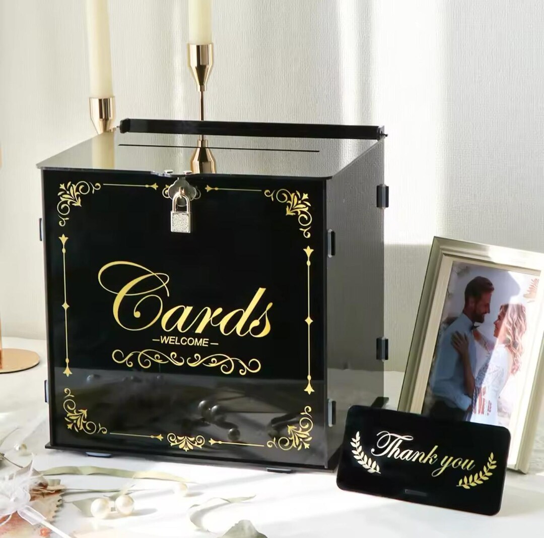 Acrylic Wishing Well Wedding Card Box Clear Wedding Card Holder Custom ...