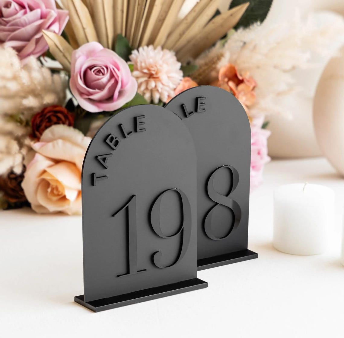 Matte Black & White Acrylic Table Numbers Modern Wedding Decor Custom ...