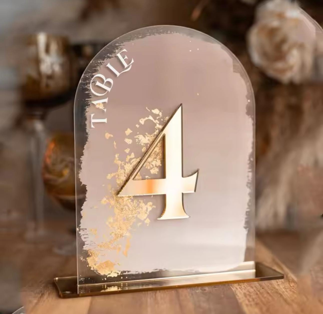 Luxury Arch Acrylic Ombre Beige Table Numbers With Gold Plexi for ...