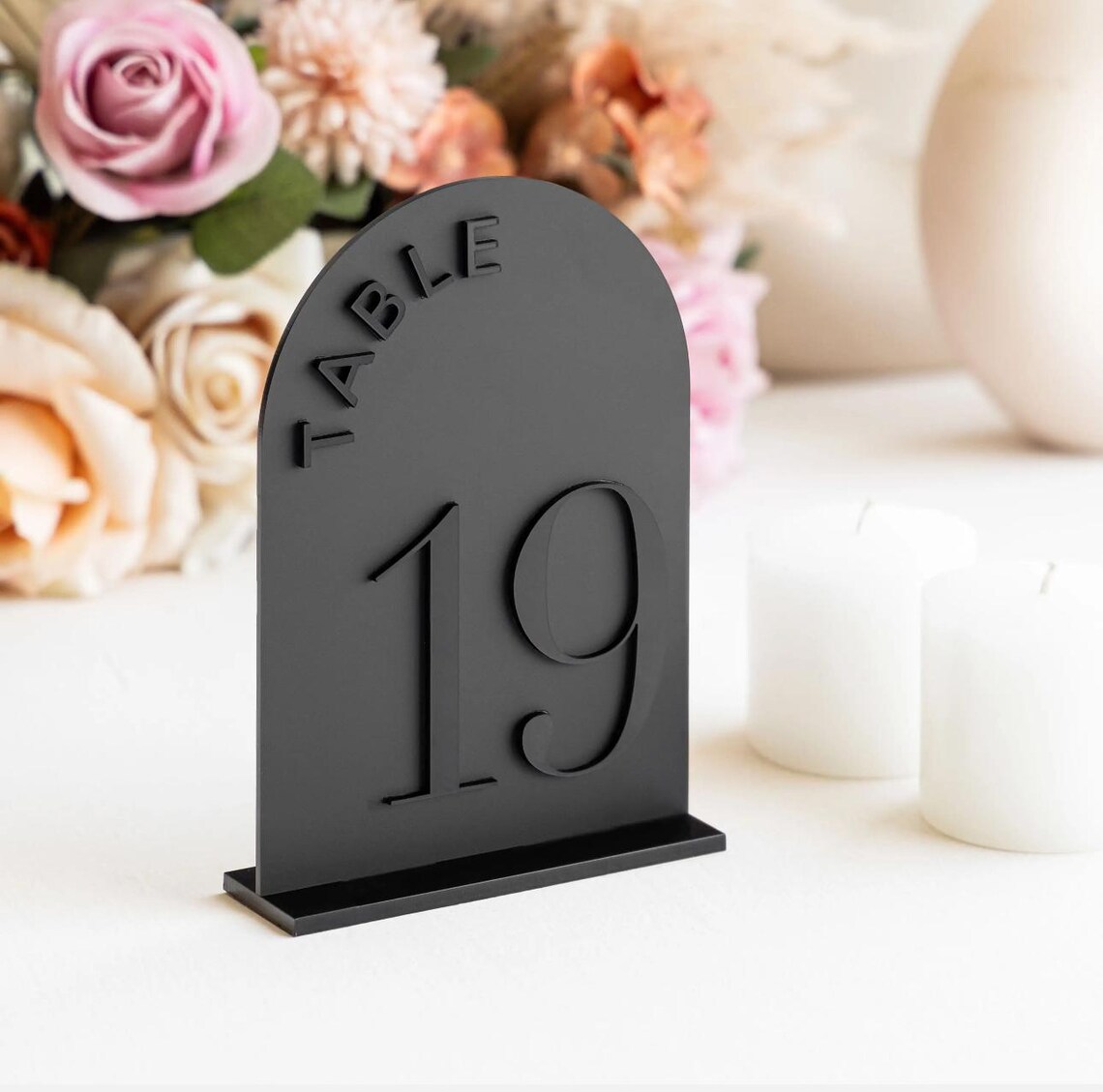 Matte Black & White Acrylic Table Numbers Modern Wedding Decor Custom ...