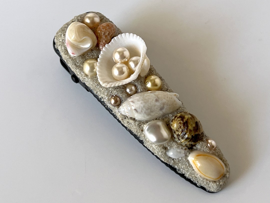 Real Sand and Seashell Hair Clip, Beach Boho Barrette, Beach Wedding ...