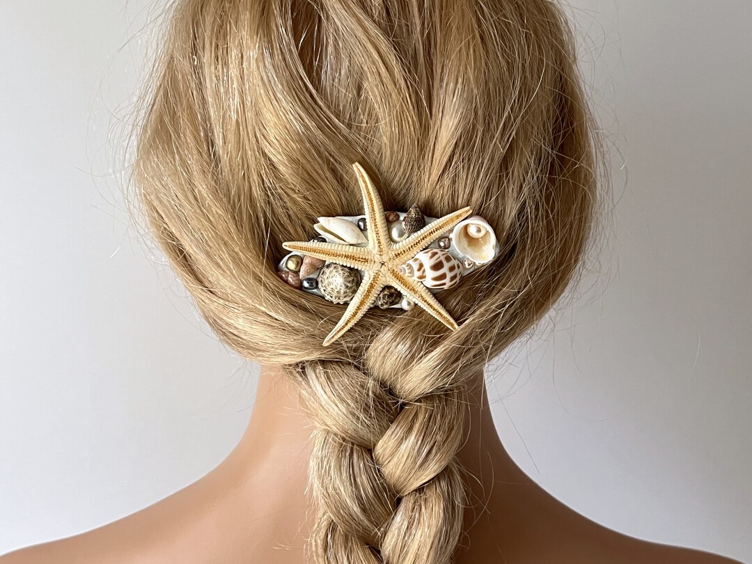 Starfish & Seashell Decorative Hair Comb, Beach Wedding Comb for Hair ...