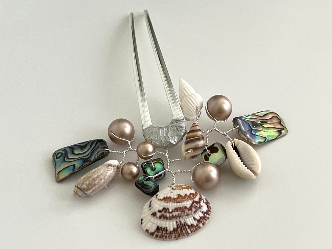 Seashell Hair Fork, Paua Abalone Hair Decorative Comb, Pearl & Shell ...
