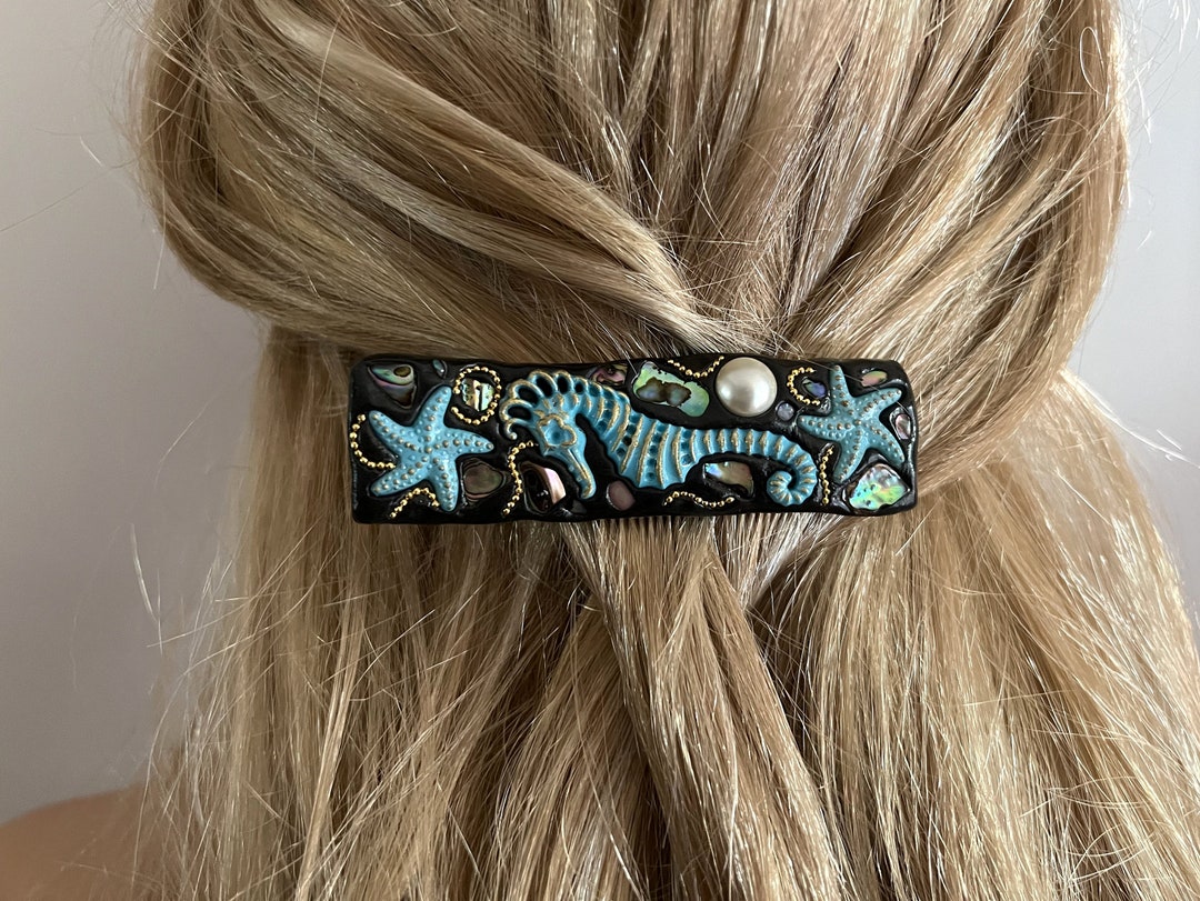 Seahorse Hair Clip, Under the Sea Theme Hair Accessory, Sea Shell ...