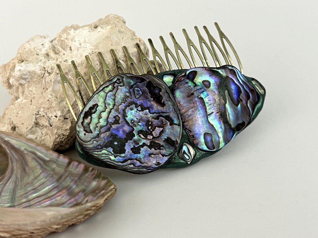 Paua Shell Decorative Hair Comb, Abalone Hair Accessory, Colorful ...